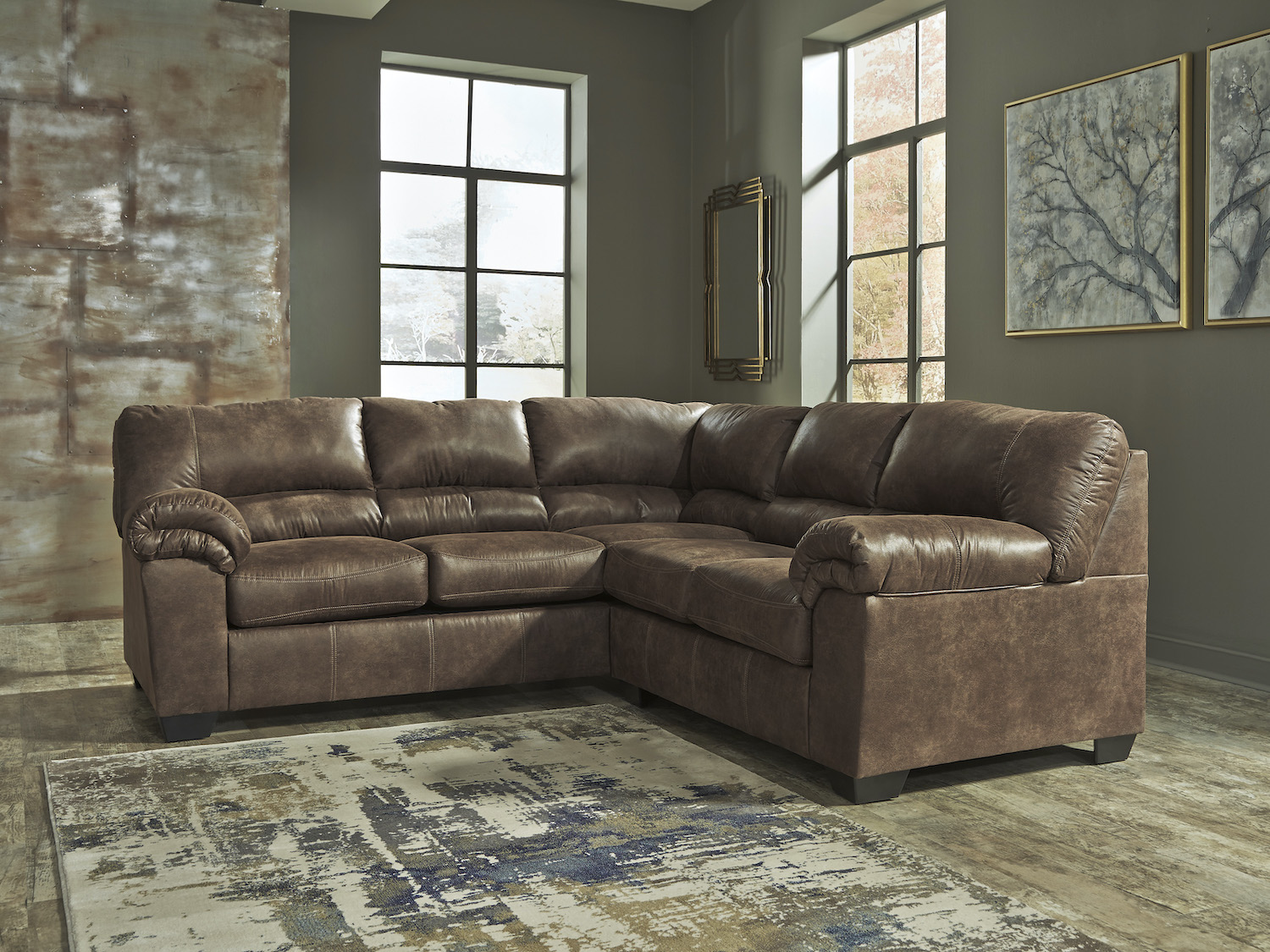 Ashley Bladen 2 PC Brown Rustic Sectional Sofa